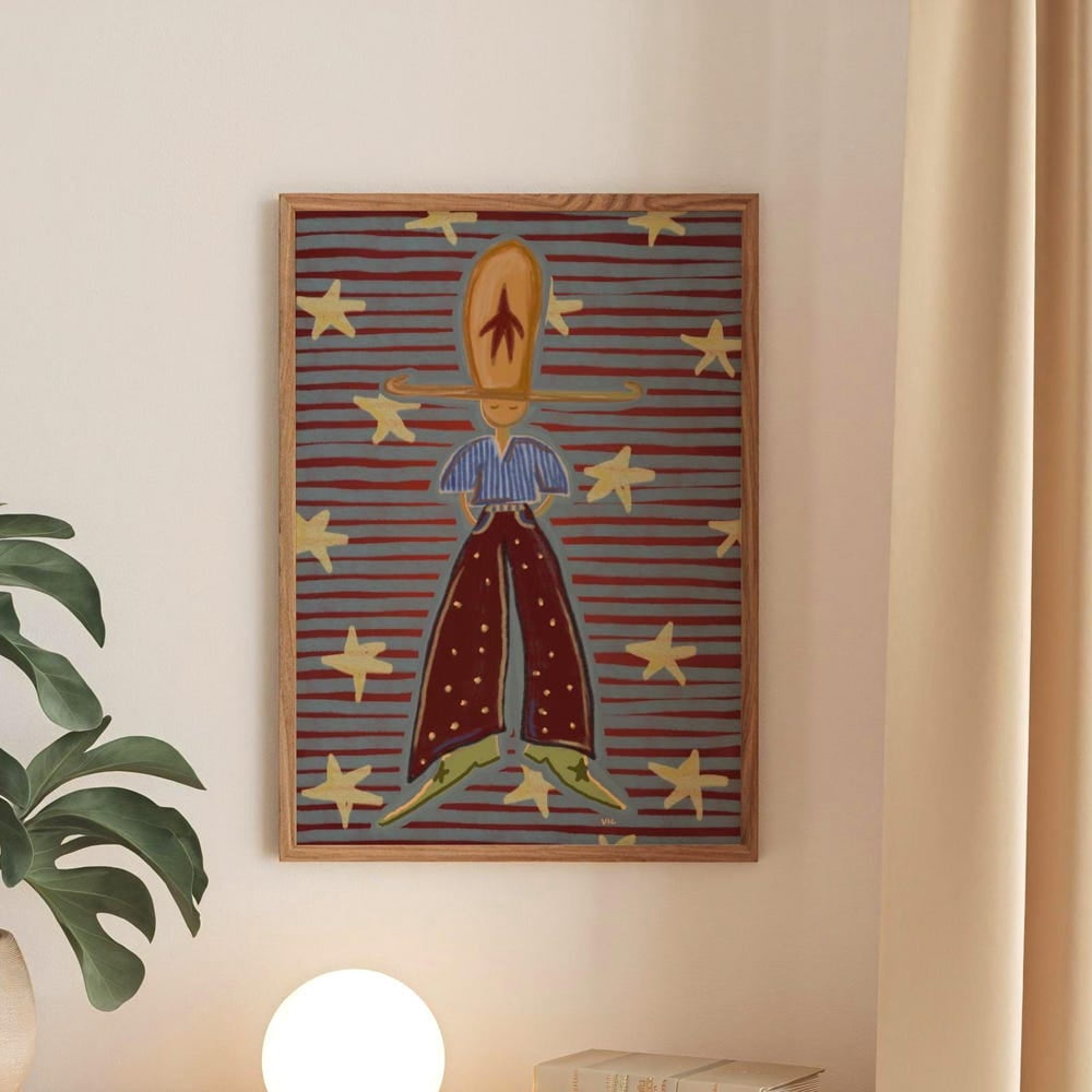 Brown Star Cowboy Vintage Striped Wall Art Boho Western Cowboy Wall Art ...