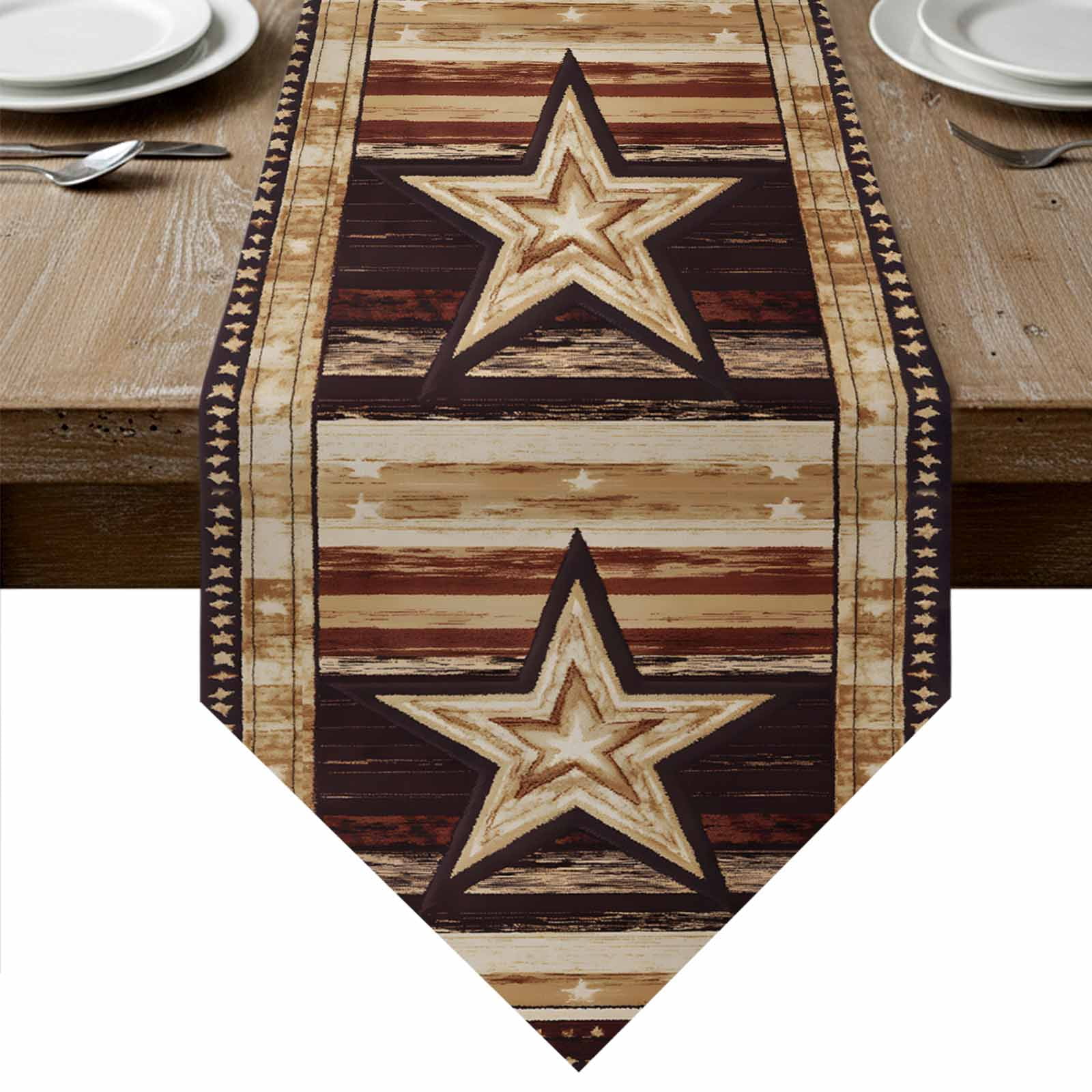 Brown Star Western Table Runner Linen Burlap Table Runner 36 Inches ...