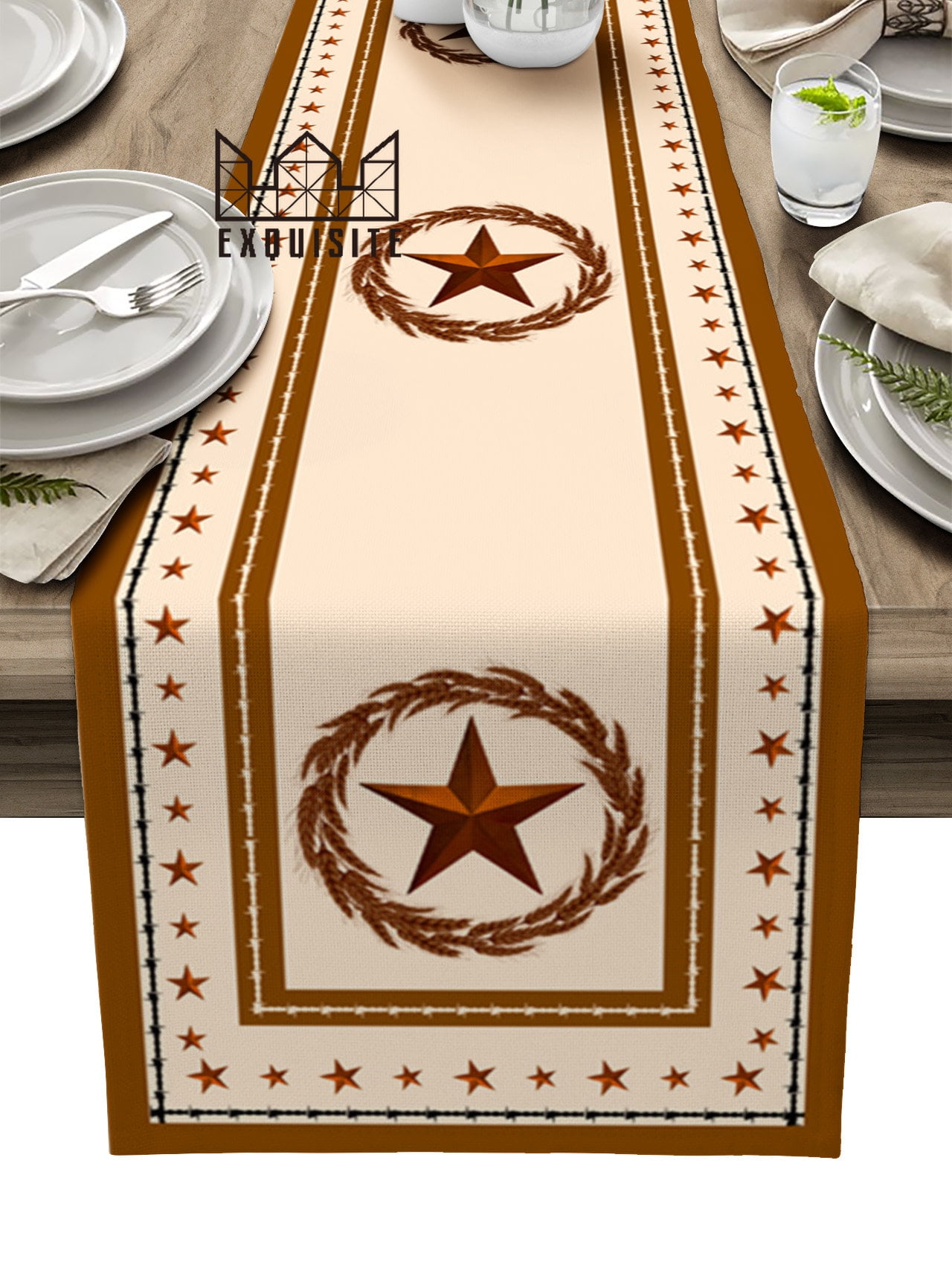 Brown Star Wheat Ears Table Runner ration Home r Dinner Table ration ...