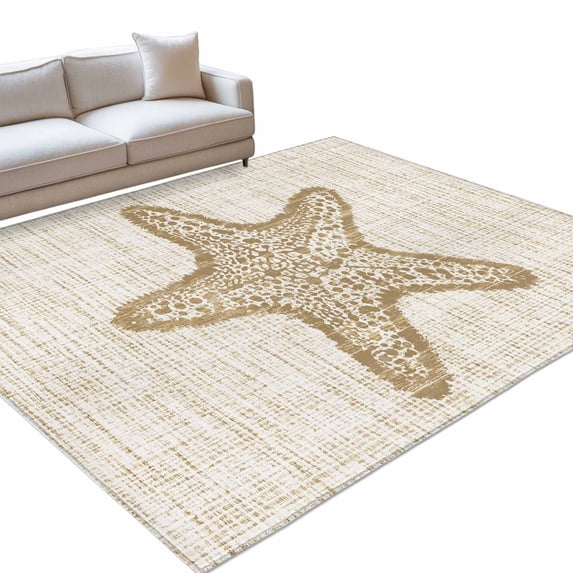 Brown Starfish Area Rugs 4x6ft Marine Life Ocean Linen Texture Modern ...