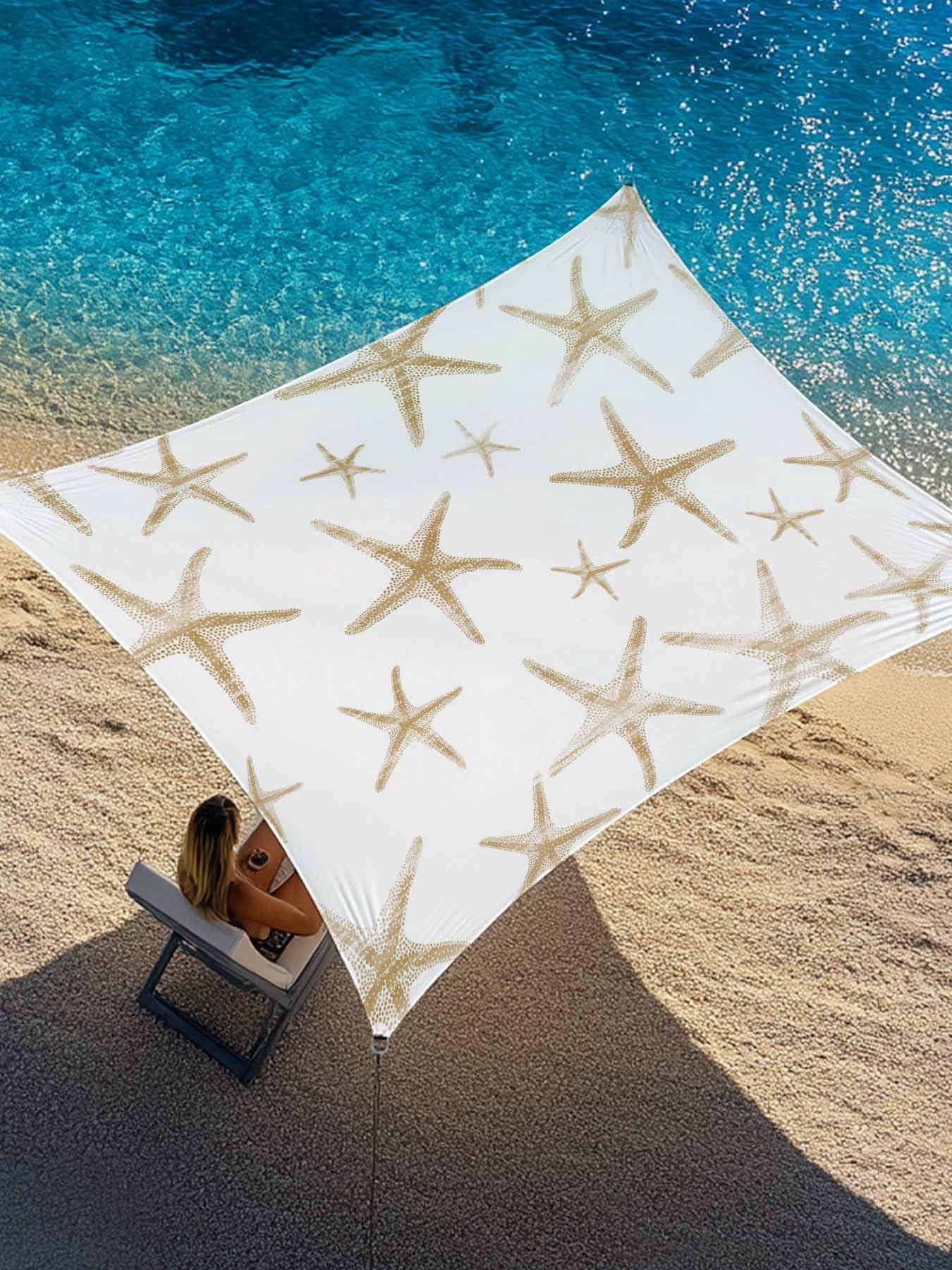 Brown Starfish Coastal Sun Shade Sail 12' x 16', Summer Beach Nautical ...