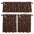 Brown Starry Night Kitchen Curtains Valance and Tier Set Stars Moon ...