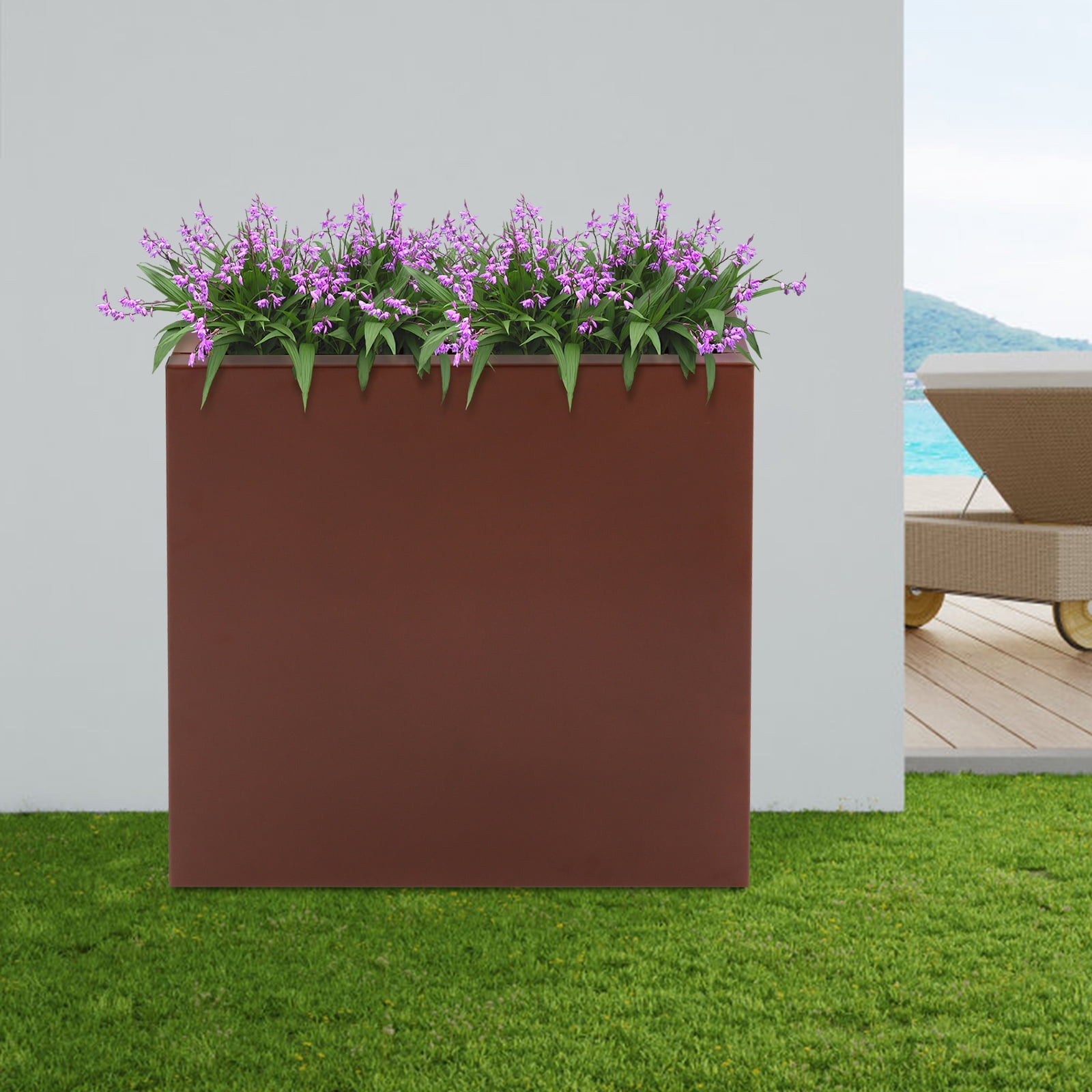 Brown Steel 20.5x10x22" Rectangular Flowerpot Box Thickened Rust-Proof ...