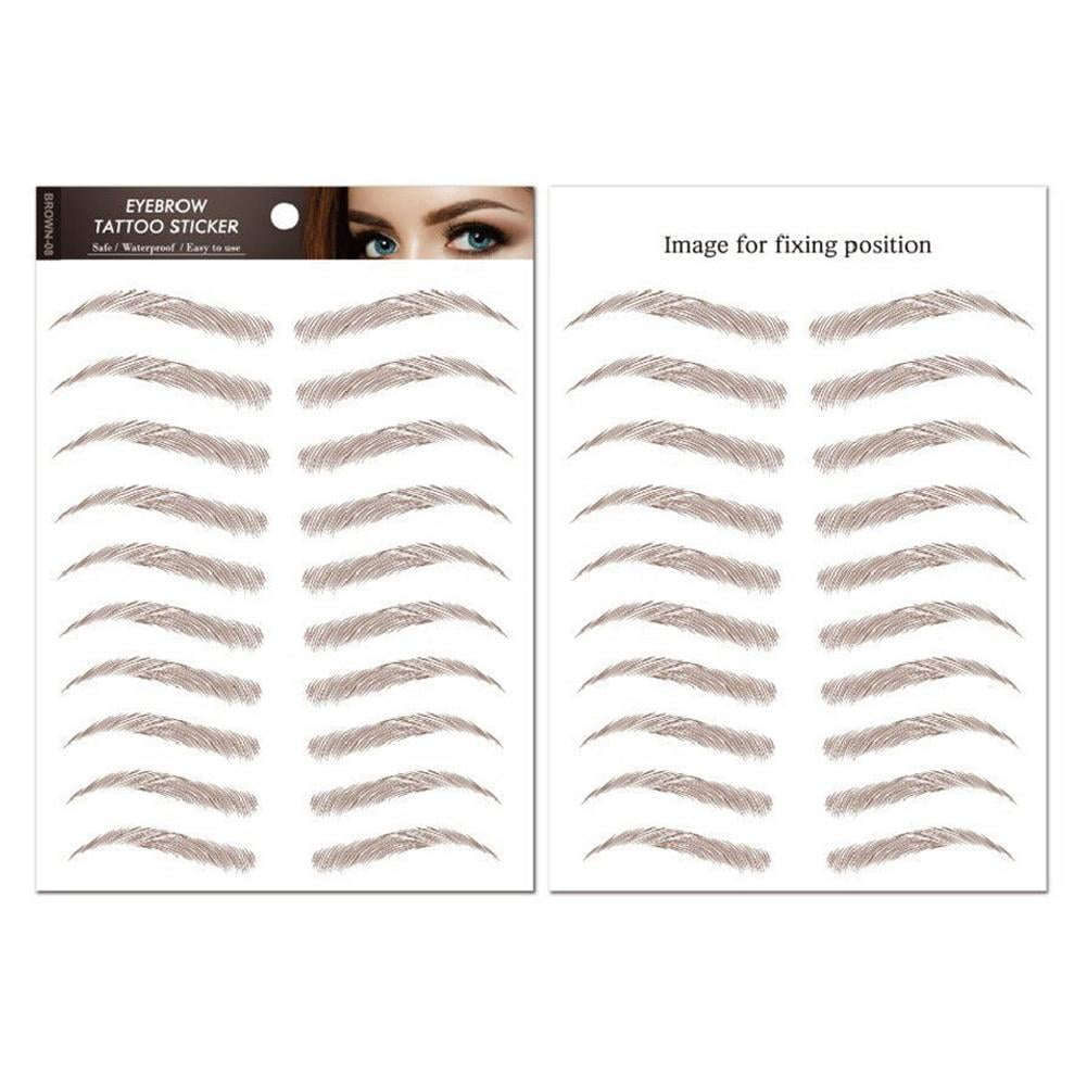 Brown Stm-08 6d Simulation Black Eyebrow Stickers Semi-Permanent Brown ...