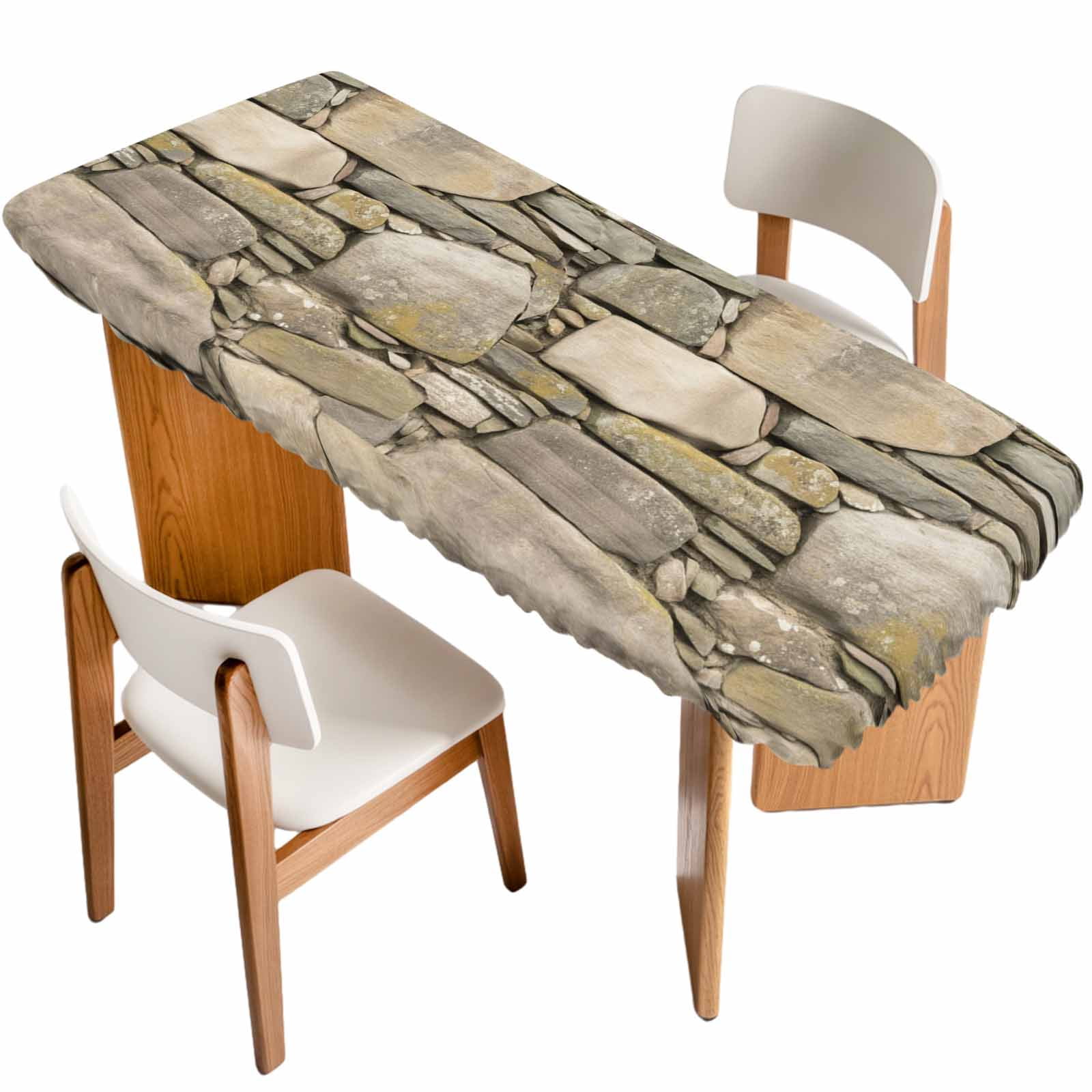 Brown Stone Wall Table Cloths for 8 Foot Rectangle Tables, Vintage ...