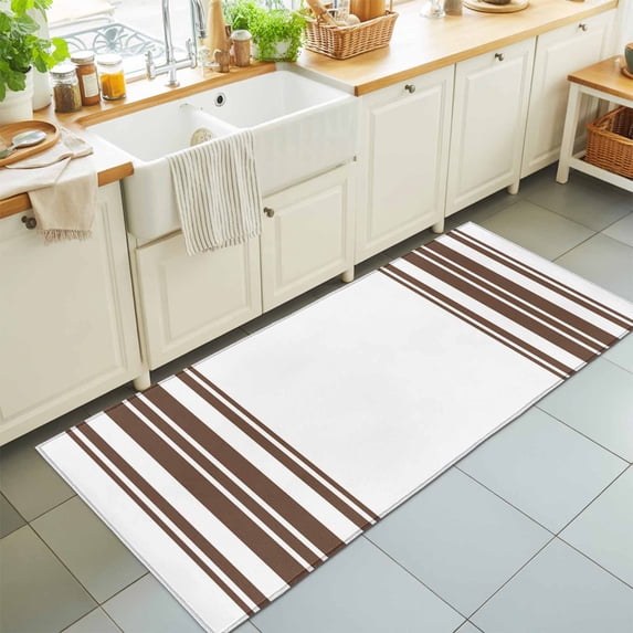 Brown Stripe Abstract Rectangle Area Rug 2x6ft,Living Room Rug Non-Slip ...