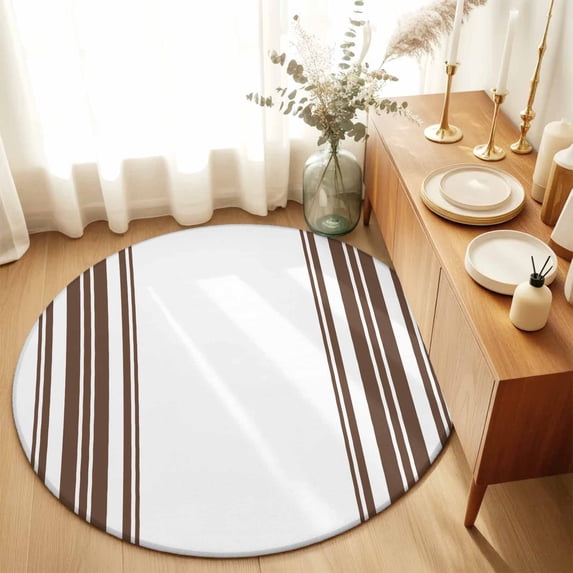 Brown Stripe Abstract Round Area Rug 3ft,Living Room Rug Non-Slip ...