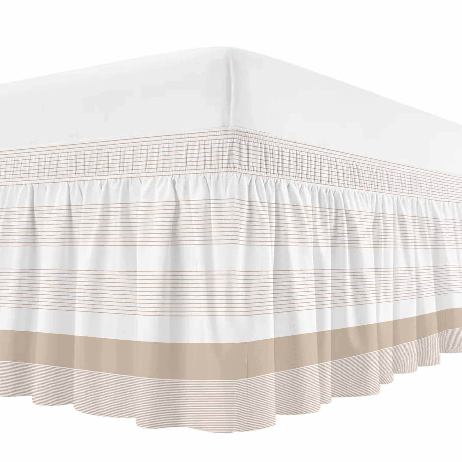 Brown Stripe Bed Skirt King Size, Modern Rustic Horizontal Brown ...