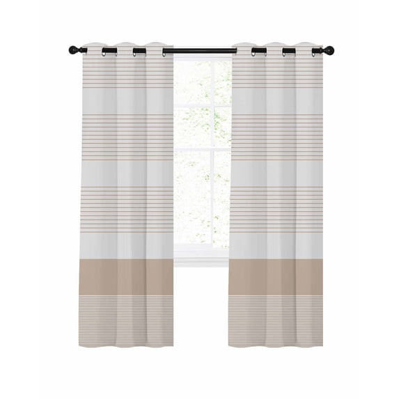Brown Stripe Blackout Curtains 54 Inches Long for Bedroom, Modern ...