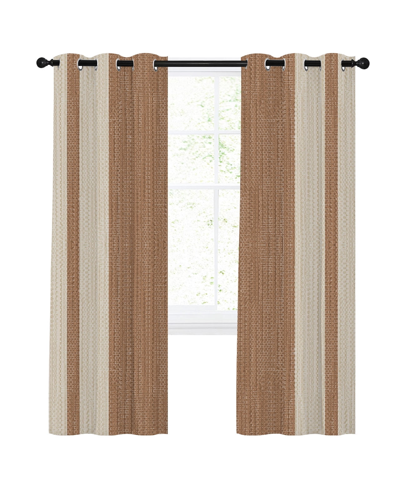 Brown Stripe Blackout Curtains for Bedroom Living Room, Modern ...