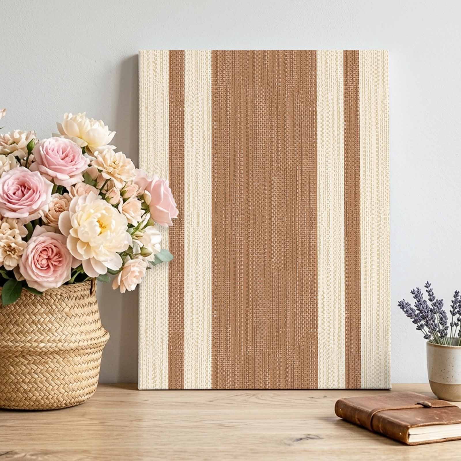 Brown Stripe Canvas Wall Art for Living Room, Modern Geometric Classic ...