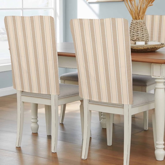 Brown Stripe Chair Back Covers, Modern Farmhouse Texture Geometric ...