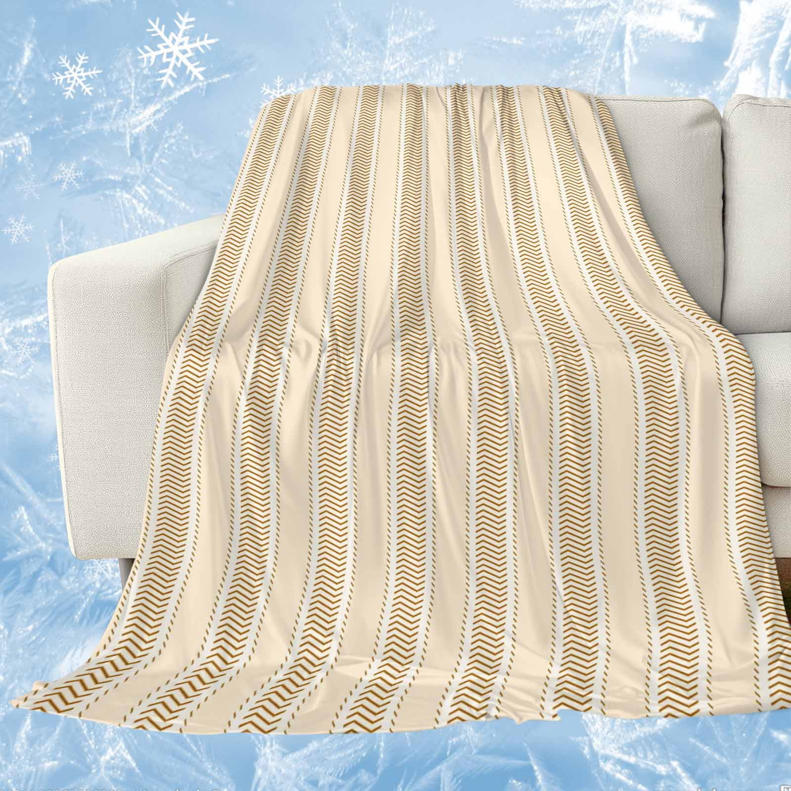 Brown Stripe Cooling Blanket, Lightweight Breathable Summer Throw ...