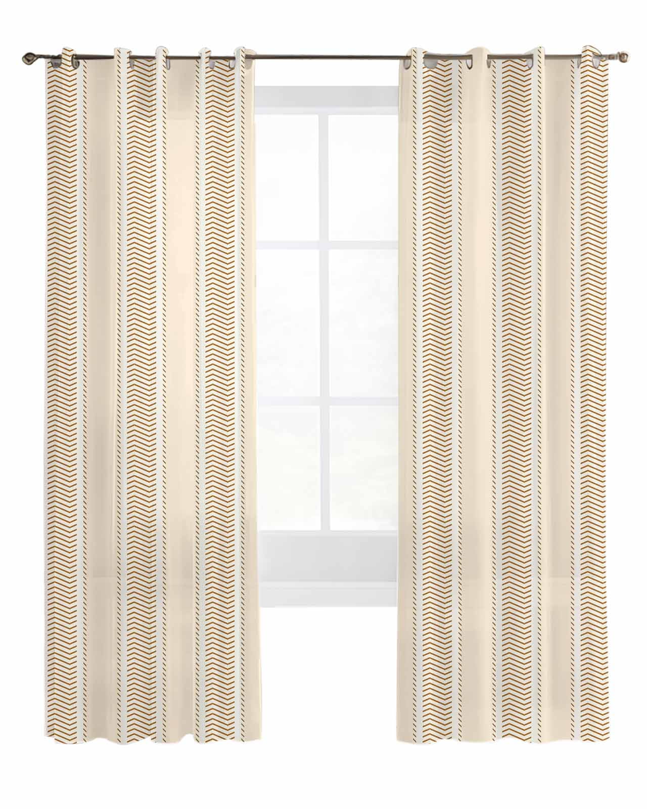 Brown Stripe Sheer Curtains 90 Inch Length 2 Panels Modern Farmhouse ...