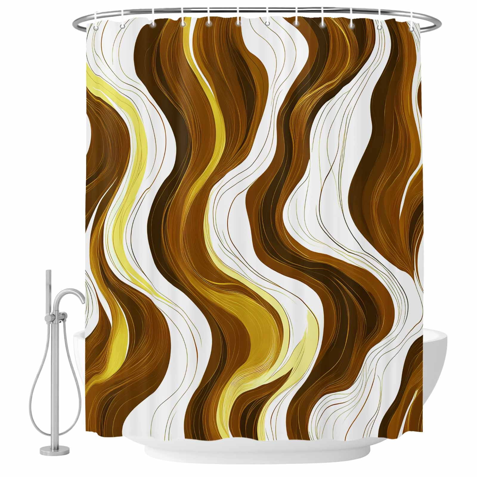 Brown Stripe Shower Curtain - Water Repellent Fabric Shower Curtains ...