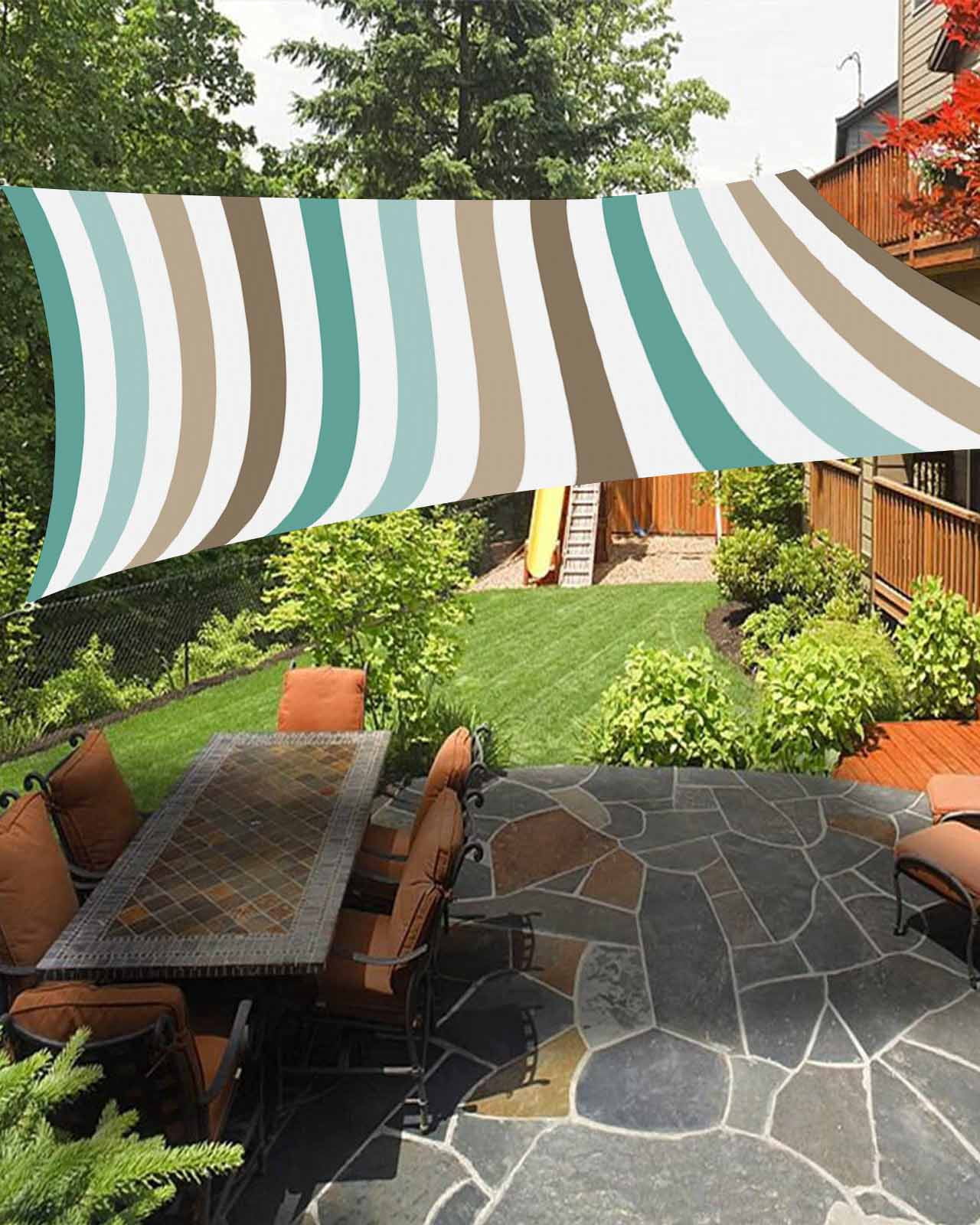 Brown Stripe Sun Sail Shades Rectangle Canopy,Sunlight Block Heavy Duty ...