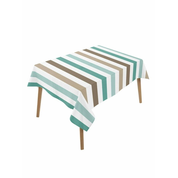 Brown Stripe Table Cloth, Ombre Geometric Teal Green Vertical Striped ...
