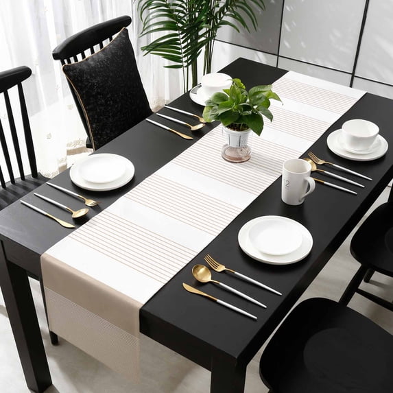 Brown Stripe Table Runner 48 Inches Long, Modern Rustic Horizontal ...