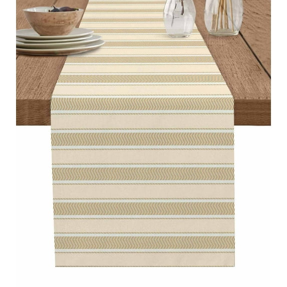 Brown Stripe Table Runner 72 Inches, Modern Farmhouse Texture Geometric ...
