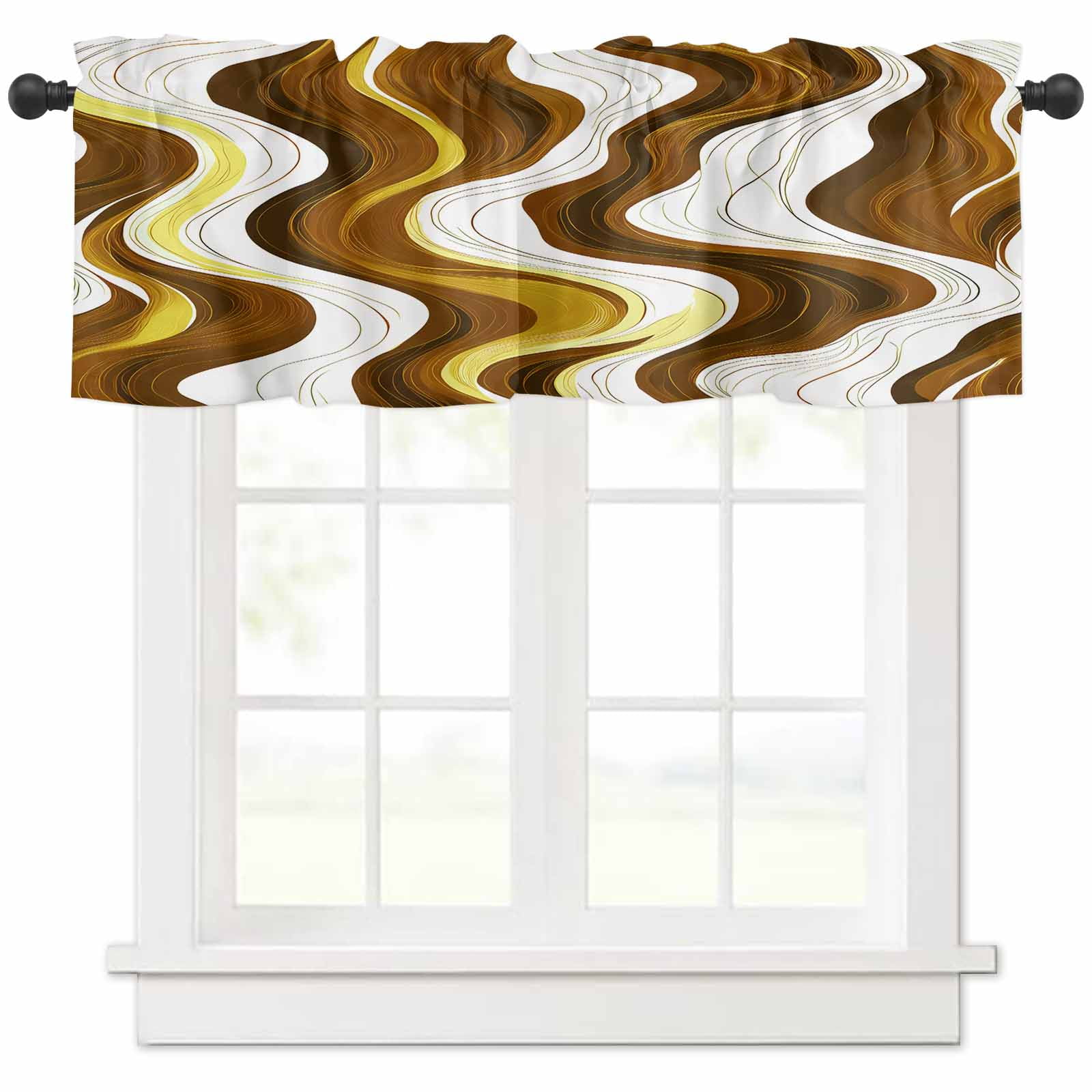 Brown Stripe Valances for Windows Farmhouse Kitchen Curtains Valances ...