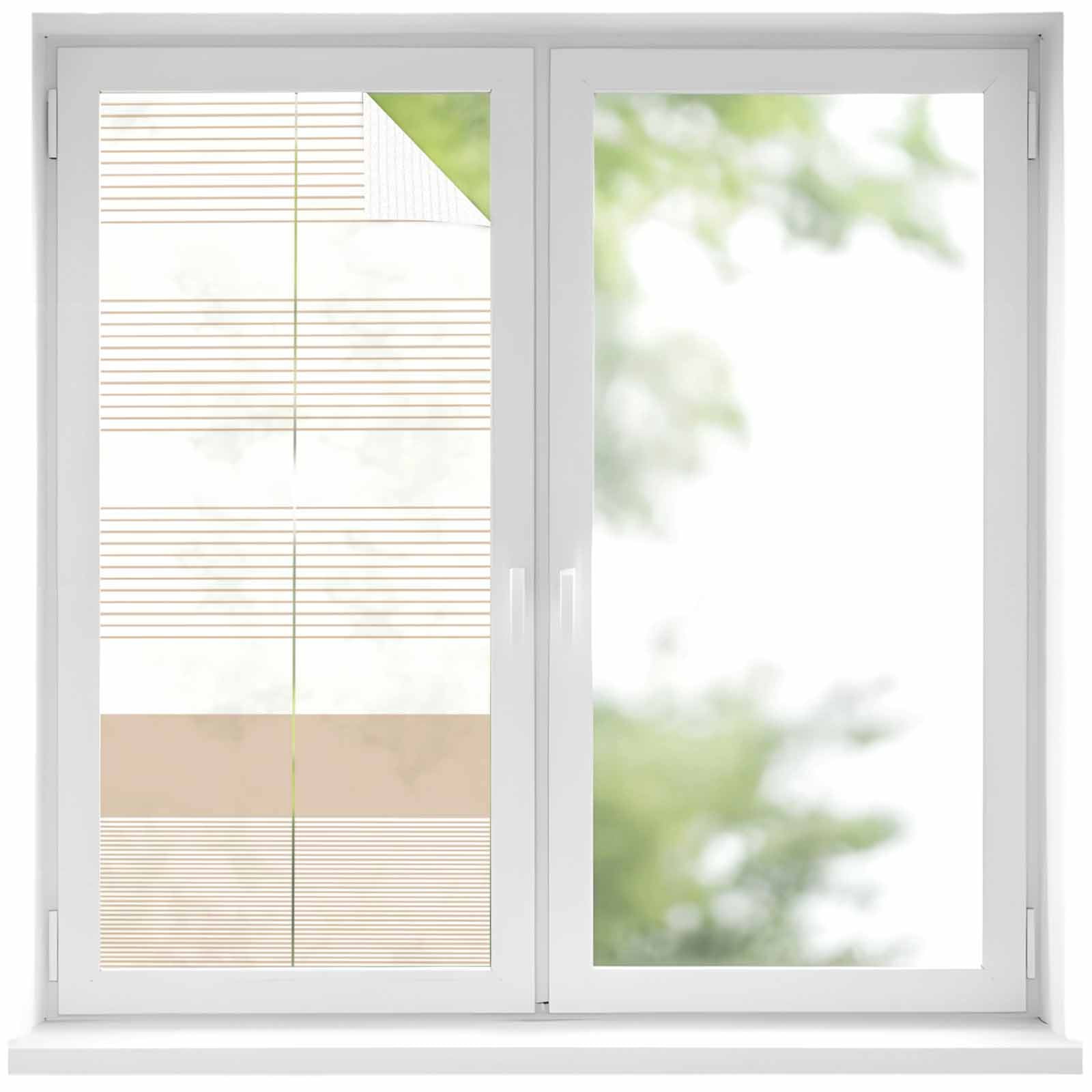 Brown Stripe Window Privacy Film, Modern Rustic Horizontal Brown ...