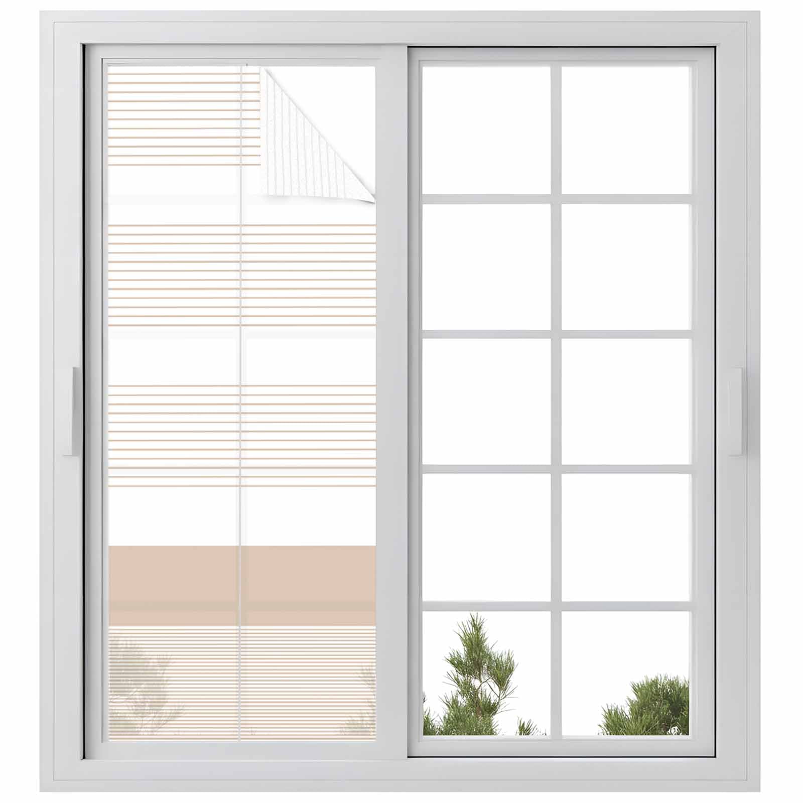 Brown Stripe Window Privacy Film, Modern Rustic Horizontal Brown ...