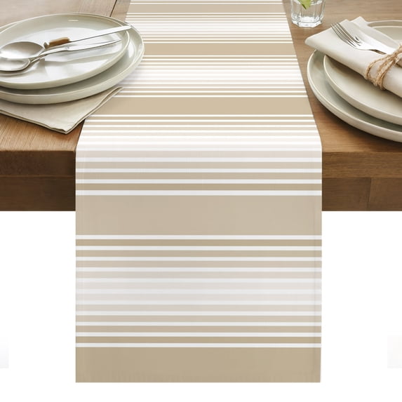 Brown Striped Cotton Linen Table Runner Modern Farmhouse Stripe ...
