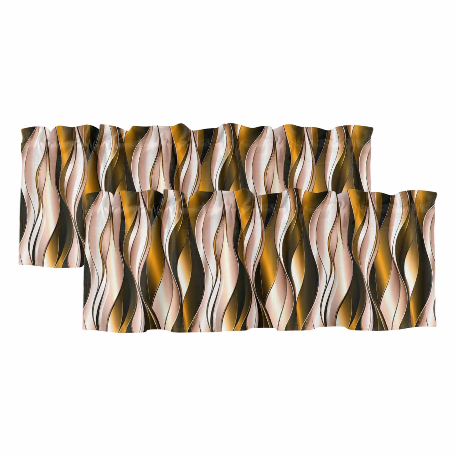 Brown Striped Ombre Valances for Windows, Decorative Rod Pocket Window ...