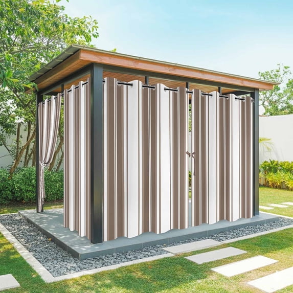 Brown Striped Outdoor Curtains for Patio, Vertical Stripe Modern ...