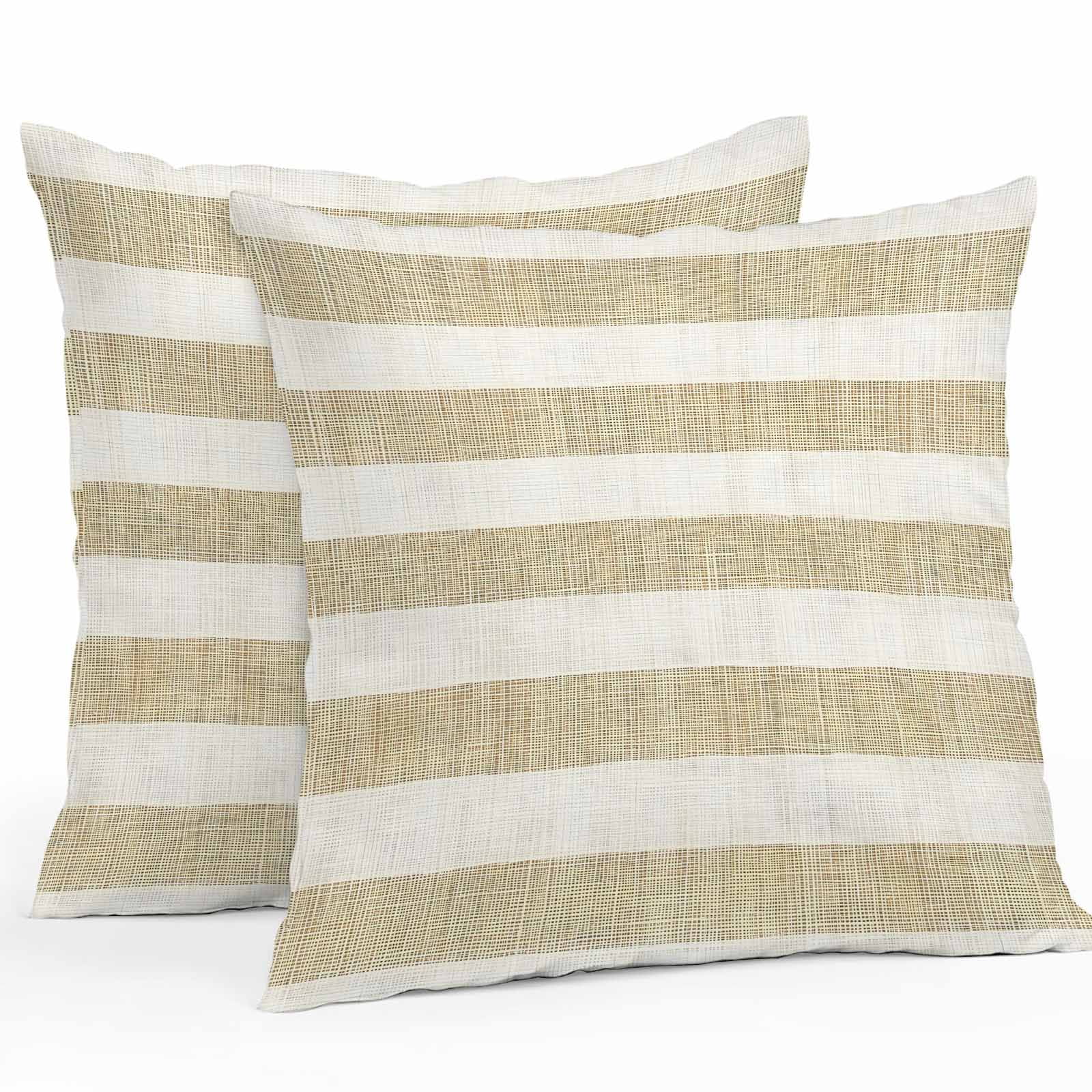 Brown Striped Outdoor Waterproof Throw Pillow Covers Case 26"x26 ...