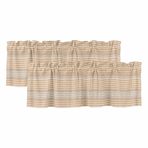Brown Striped Plaid 2 Panels Kitchen Valance, Farmhouse Country ...