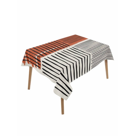 Brown Striped Rectangle Tablecloth, Farmhouse Stripes Modern Abstract ...