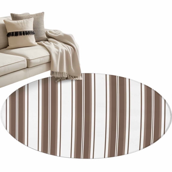 Brown Striped Round Rug 3ft Washable Circle Entryway Rugs Non Slip ...