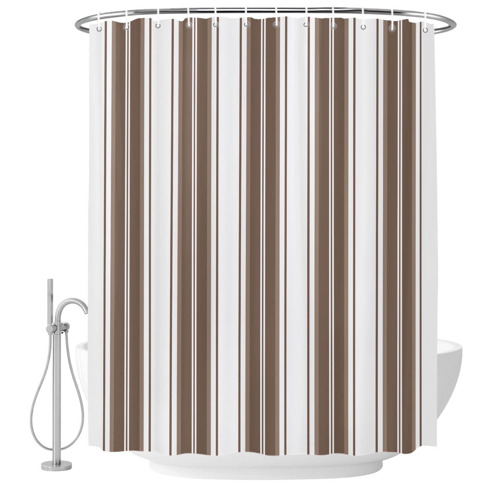 Brown Striped Shower Curtain for Bathroom, Vertical Stripe Modern ...