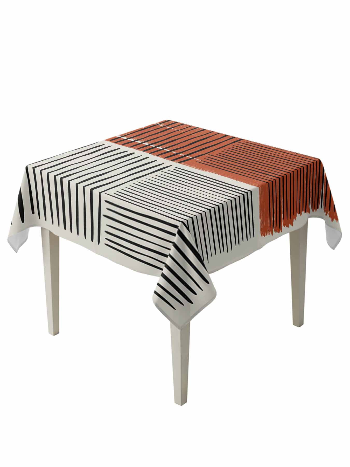 Brown Striped Suqare Tablecloth - 54 x 54 Inch, Farmhouse Stripes ...