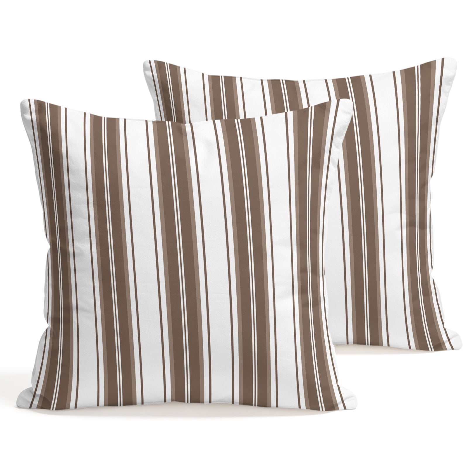 Brown Striped Throw Pillow Covers 16 x 16 Inch Pillow Covers Set of 2 ...