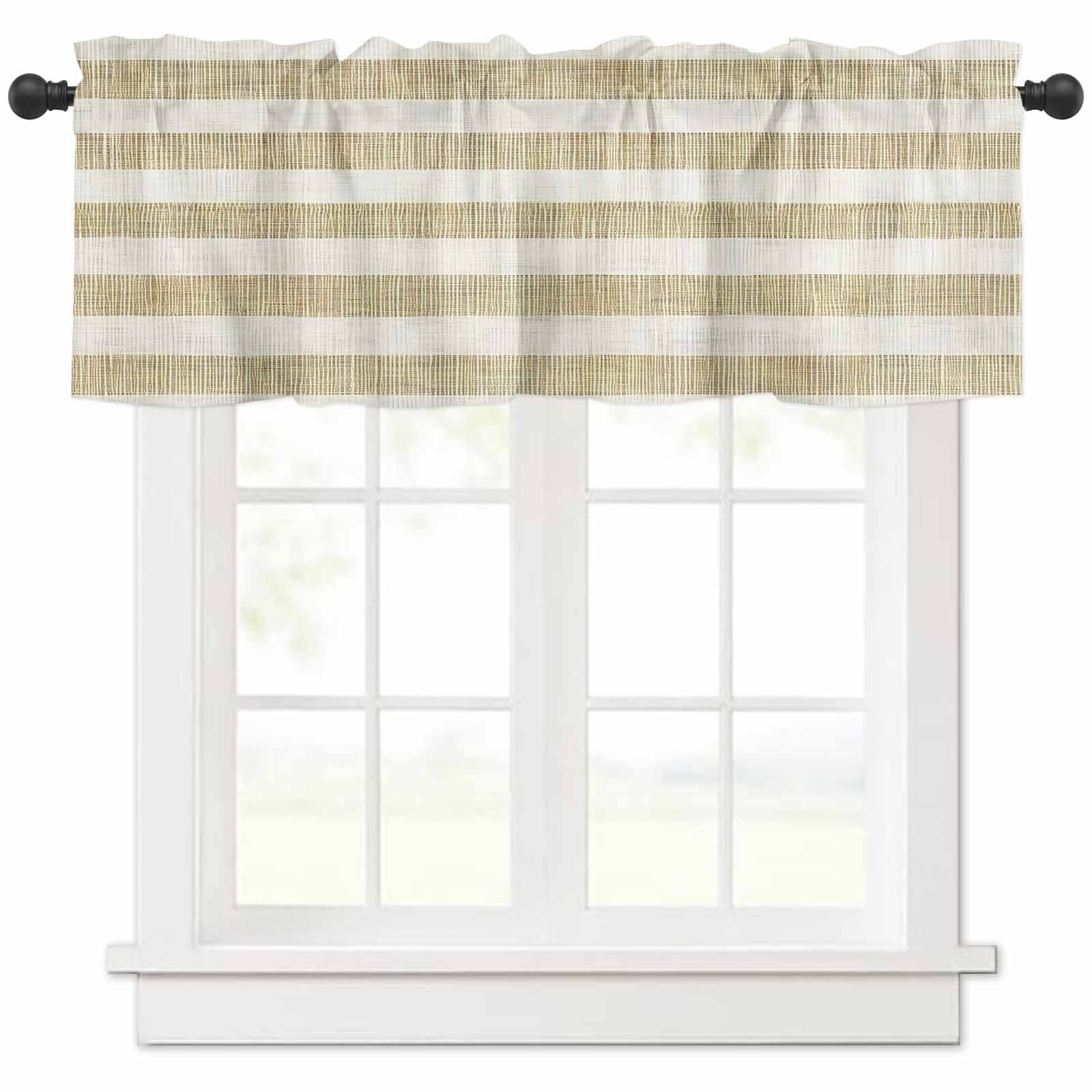 Brown Striped Valances for Windows Farmhouse Kitchen Curtains Valances ...