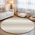 Brown Striped Washable Round Area Rug 7 ft, Modern Farmhouse Stripe ...