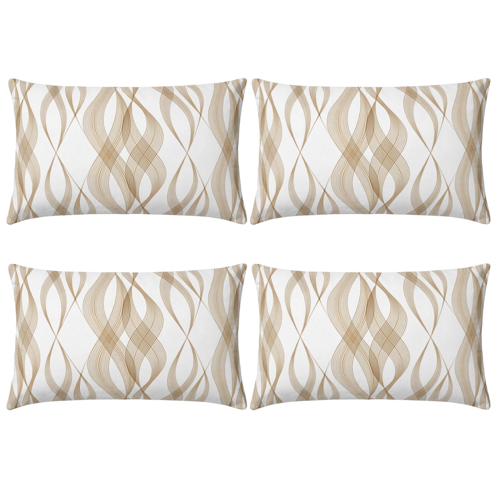 Brown Striped Waves Lumbar Pillow Covers 12 x 20 Inch Pillow Covers Set ...