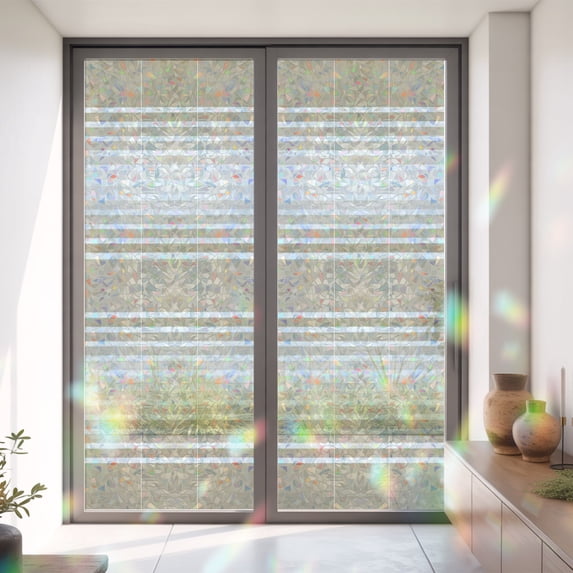Brown Striped Window Privacy Film Modern Farmhouse Stripe Minimalist ...