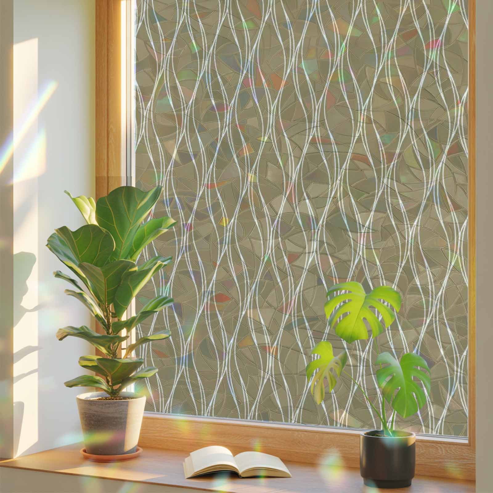 Brown Stripes Abstract Geometric Window Privacy Film, Rainbow Film ...
