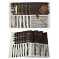 Brown Stripes Cotton Linen Placemats Set of 12, Japanese Style Striped ...