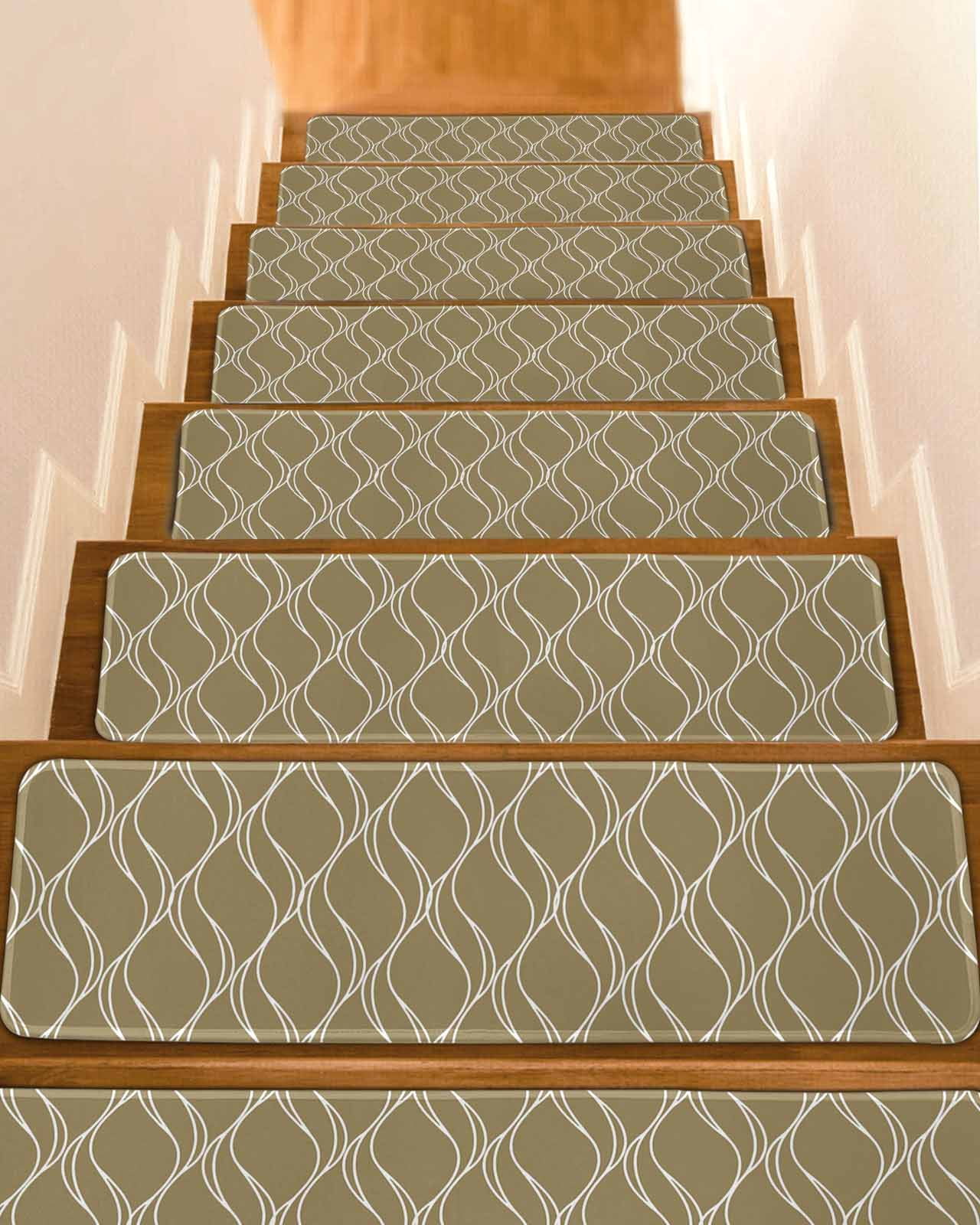 Brown Stripes Lines Stair Treads Non Slip for Steps Abstract Waves ...