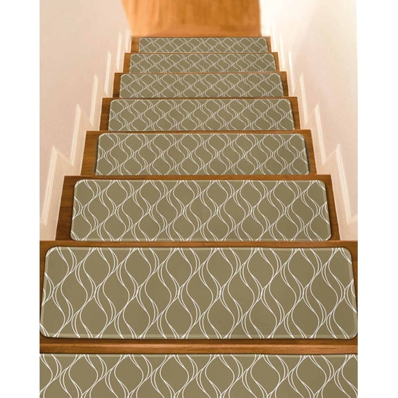 Brown Stripes Lines Stair Treads Non Slip for Steps Abstract Waves ...