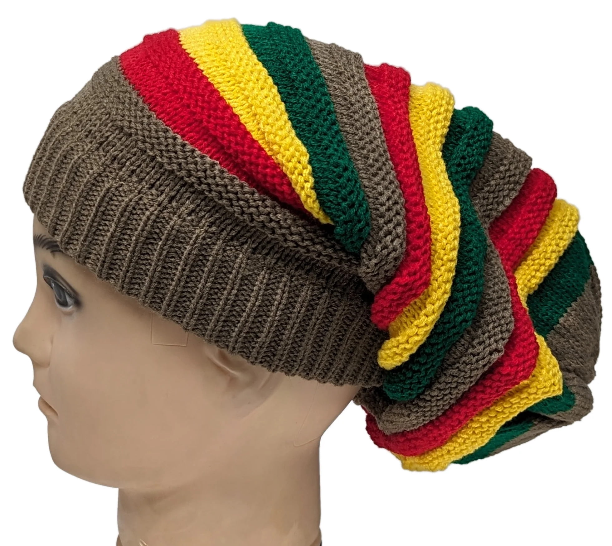Brown Stripes Rasta Reggae Style Winter Ski Crochet Beret Baggy ...