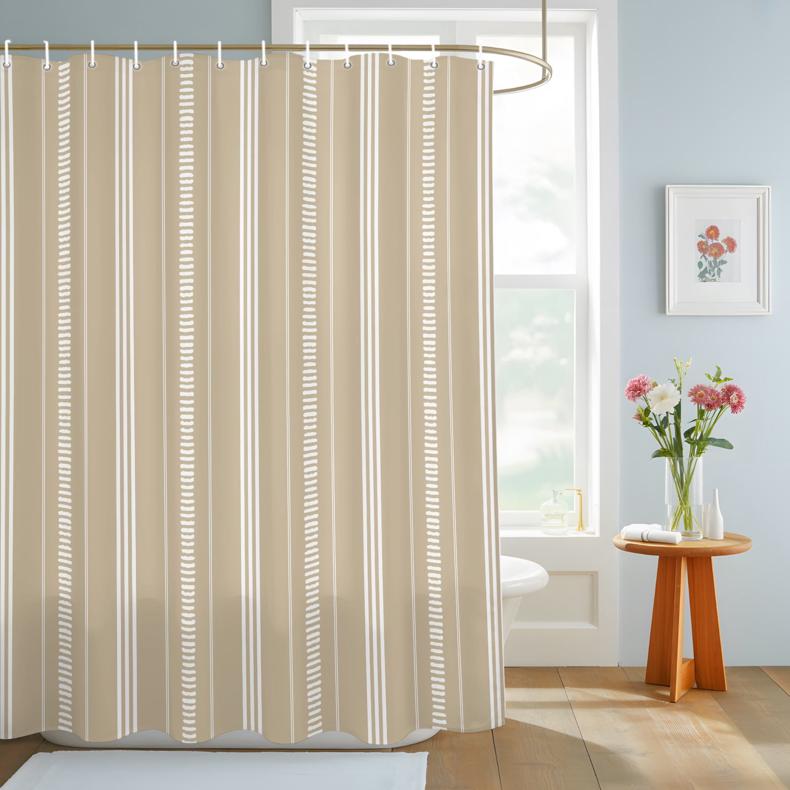Brown Stripes Shower Curtain, Classic Minimalist Stripe Modern ...