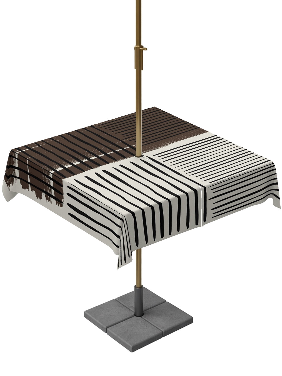 Brown Stripes Square Outdoor Tablecloth with Umbrella Hole Japanese ...