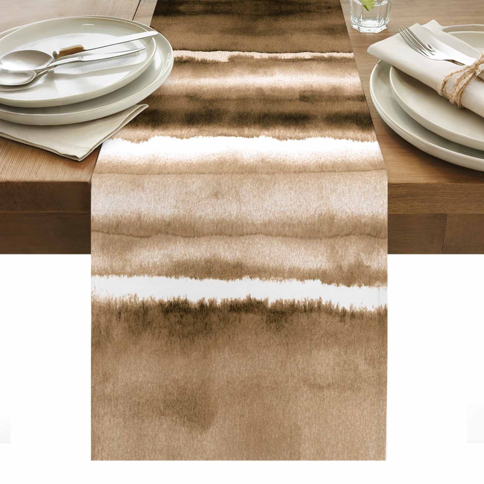 Brown Stripes Table Runner - 70 Inch Long, Kitchen Dining Table Runner ...
