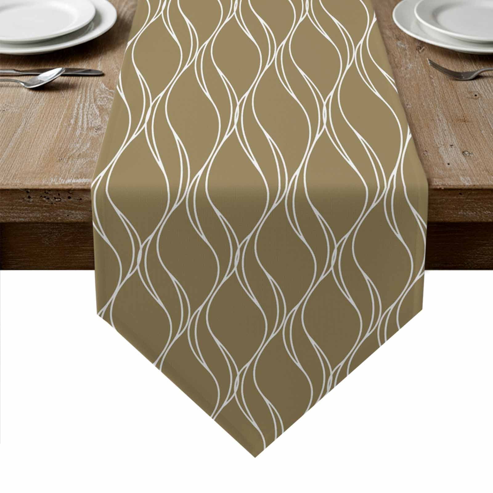 Brown Stripes Table Runner Linen Burlap Table Runner 36 Inches Small ...