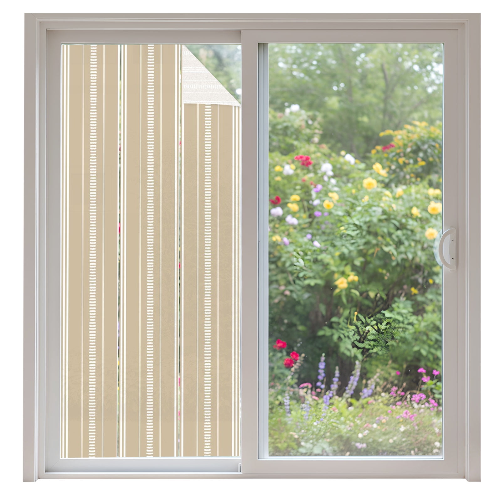 Brown Stripes Window Privacy Film, Classic Minimalist Stripe Modern ...